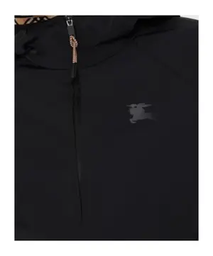 Burberry Stretch Hooded Jacket With Check Trim