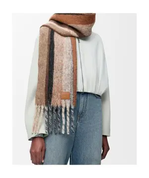 Loewe Fringed-edge Striped Scarf