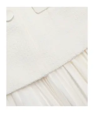 SELF-PORTRAIT Cream Boucle Shawl Collared Midi Dress - No
