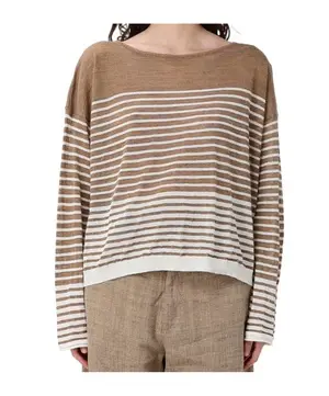 ROBERTO COLLINA Striped Boat Neck Sweater