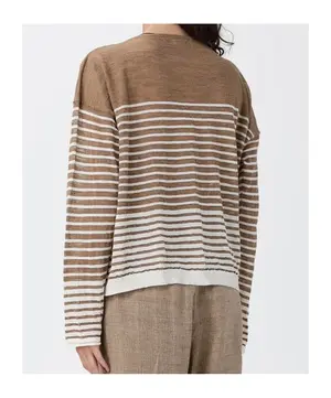 ROBERTO COLLINA Striped Boat Neck Sweater