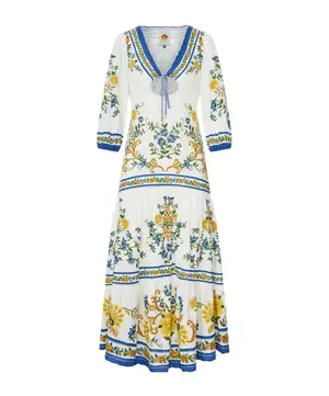 Farm Rio Floral Print V-neck Maxi Dress