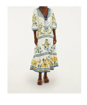 Farm Rio Floral Print V-neck Maxi Dress