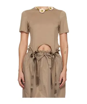 Simone Rocha Bow Detail T-shirt - Brown
