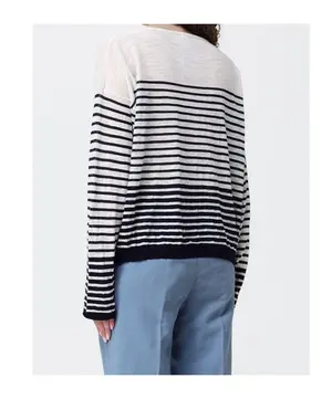 ROBERTO COLLINA Striped Long Sleeve Top - Neutrals