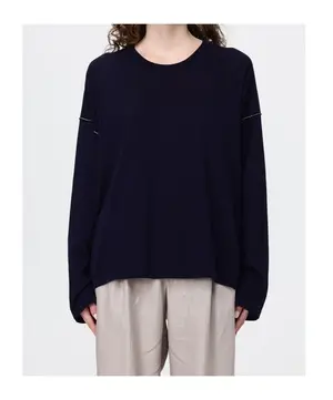 ROBERTO COLLINA Fine Knit Contrast Stitch Sweater