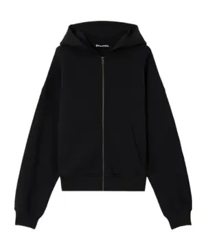 Palm Angels Back Logo Zipped Hoodie - Black