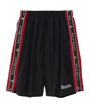 WILLY CHAVARRIA Logo Tape Pleated Shorts