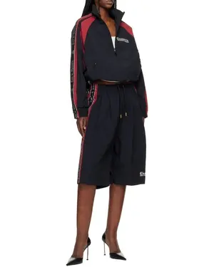 WILLY CHAVARRIA Logo Tape Pleated Shorts