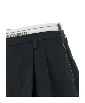 Alexander Wang Logo Waistband Pleated Shorts - Black