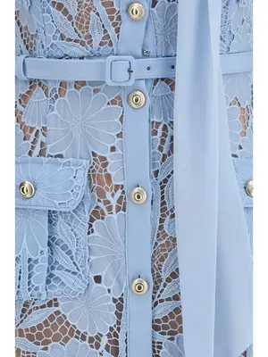 SELF-PORTRAIT Lace Tie Neck Midi Dress