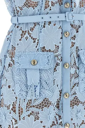 SELF-PORTRAIT Lace Tie Neck Midi Dress