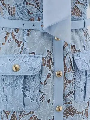 SELF-PORTRAIT Lace Tie Neck Midi Dress