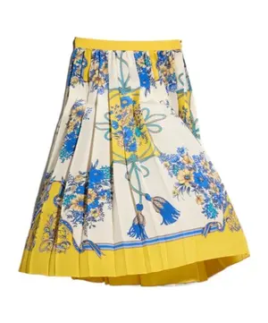 Gucci Printed Silk Pleated Midi Skirt