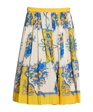 Gucci Printed Silk Pleated Midi Skirt