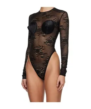 Vaquera Lace Bullet Bra Round Neck Bodysuit