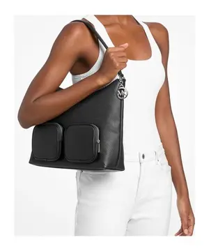 Michael Kors Merritt Large Pebbled Leather Cargo Shoulder Bag