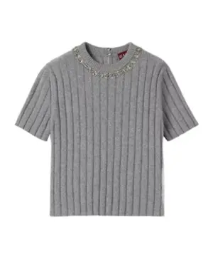 Gucci Ribbed Wool And Cashmere Top With Crystal Embellished Collar