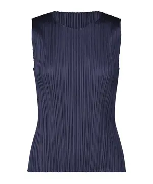 Issey Miyake Sleeveless Round Neck Top - Navy