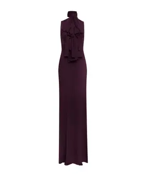 Alaïa Fluid Jersey Bow Dress - Plum