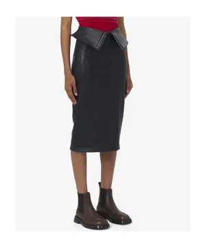 Alexander McQueen Fold Over Waist Leather Skirt