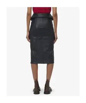 Alexander McQueen Fold Over Waist Leather Skirt