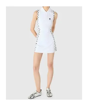 MARINE SERRE Sleeveless Moon Pattern Zip Up Tennis Mini Dress