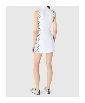MARINE SERRE Sleeveless Moon Pattern Zip Up Tennis Mini Dress