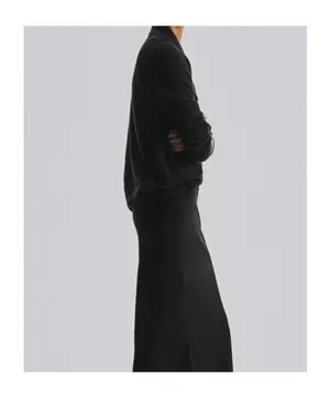 THE ROW Long-sleeved Ribbed Knit Polo Sweater - Black