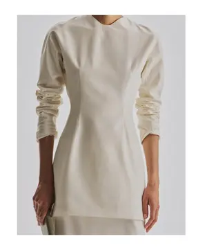 THE ROW Elione Washed Taffeta Fitted Waist Crewneck Top