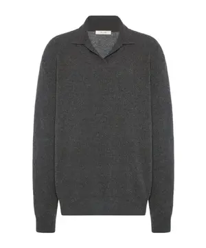 THE ROW Oashi Baby Cashmere Polo Sweater