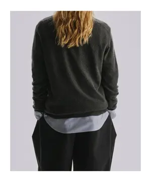 THE ROW Oashi Baby Cashmere Polo Sweater - Anthracite