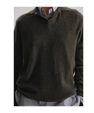 THE ROW Oashi Baby Cashmere Polo Sweater - Anthracite