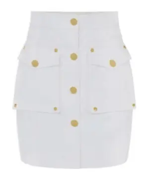 Elisabetta Franchi Button-up Mini Cargo Skirt - Ivory