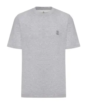 Brunello Cucinelli Logo Printed Crewneck T-shirt - Gray