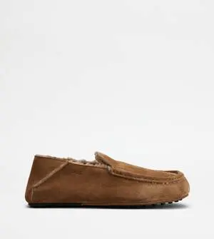 TOD'S Suede Slipper Loafers - Brown