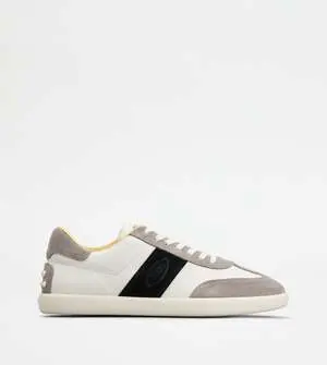 TOD'S Smooth Leather And Suede Tabs Sneakers - Black,grey,white