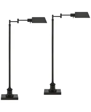 REGENCY HILL Jenson Traditional 54" Tall Standing Floor Lamps Set Of 2 Lights Swing Arm Pharmacy Adjustable Height - Brown