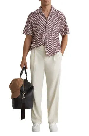 REISS Mill Textured Short Sleeve Button-up Shirt