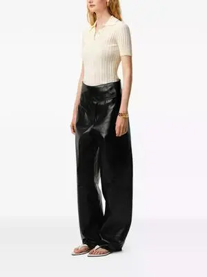 AMI Paris Belted Leather Trousers