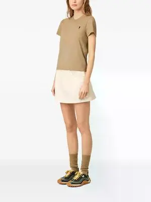 AMI Paris Cotton T-shirt With Embroidered Logo - Neutrals