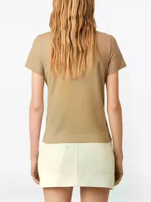 AMI Paris Cotton T-shirt With Embroidered Logo - Neutrals