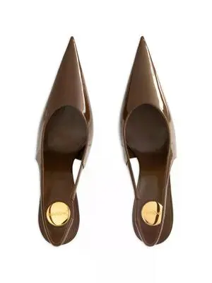 Saint Laurent Guermantes Patent Slingback Pumps - Brown