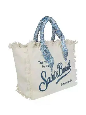 MC2 SAINT BARTH Vanity Logo-print Frayed Tote Bag - Neutrals