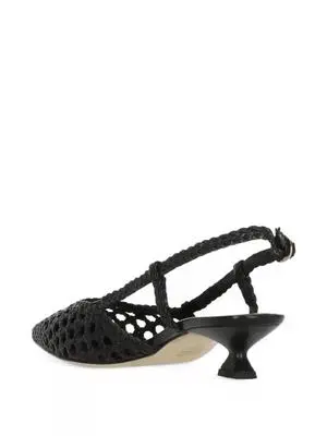 JULIE DEE Leather Slingback Heeled Pumps