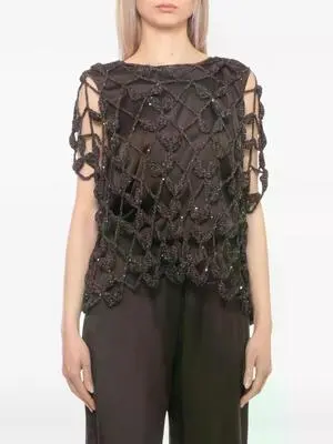 Antonelli Firenze Sequin-embellished Crochet-knit Sweater