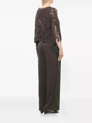 Antonelli Firenze Sequin Embellished Fringed Cropped Sweater