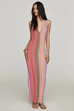 SIEMPRE Striped Knit Maxi Dress