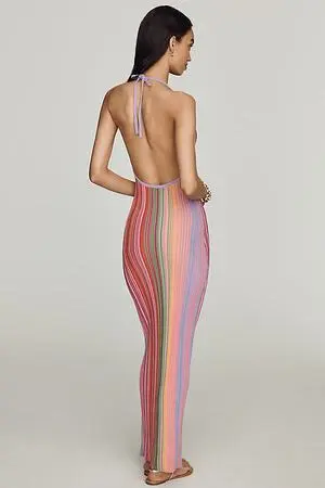 SIEMPRE Striped Knit Maxi Dress