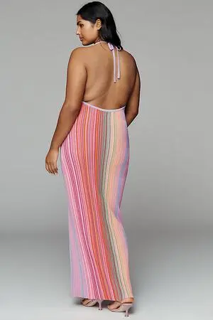 SIEMPRE Striped Knit Maxi Dress